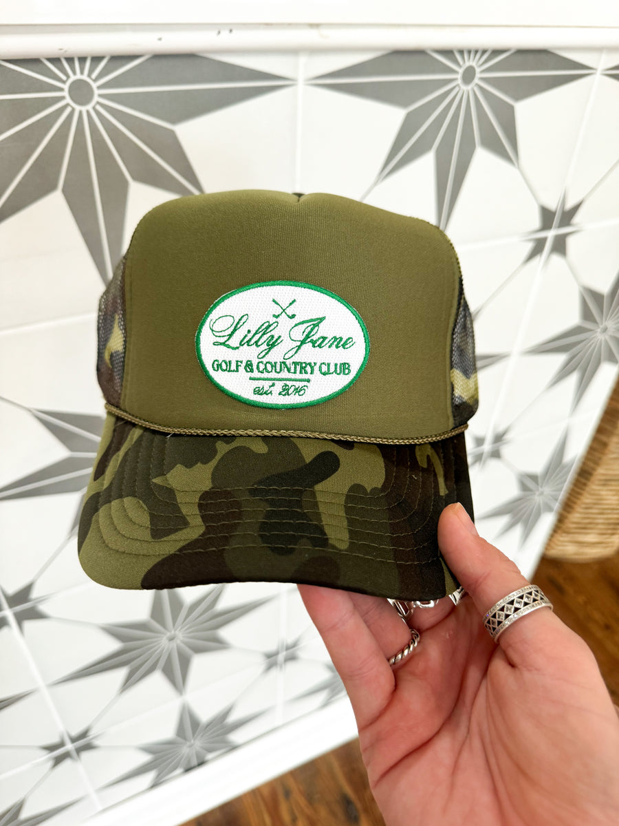 Lilly Jane Golf & Country Club Trucker Hat - Camo